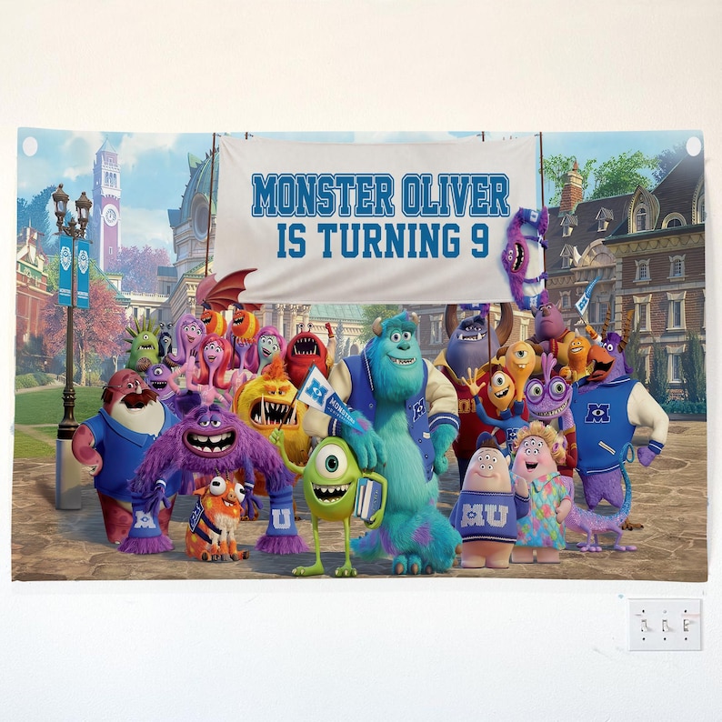 Personalized Monster Inc Birthday Party Backdrop Banner, Birthday ...