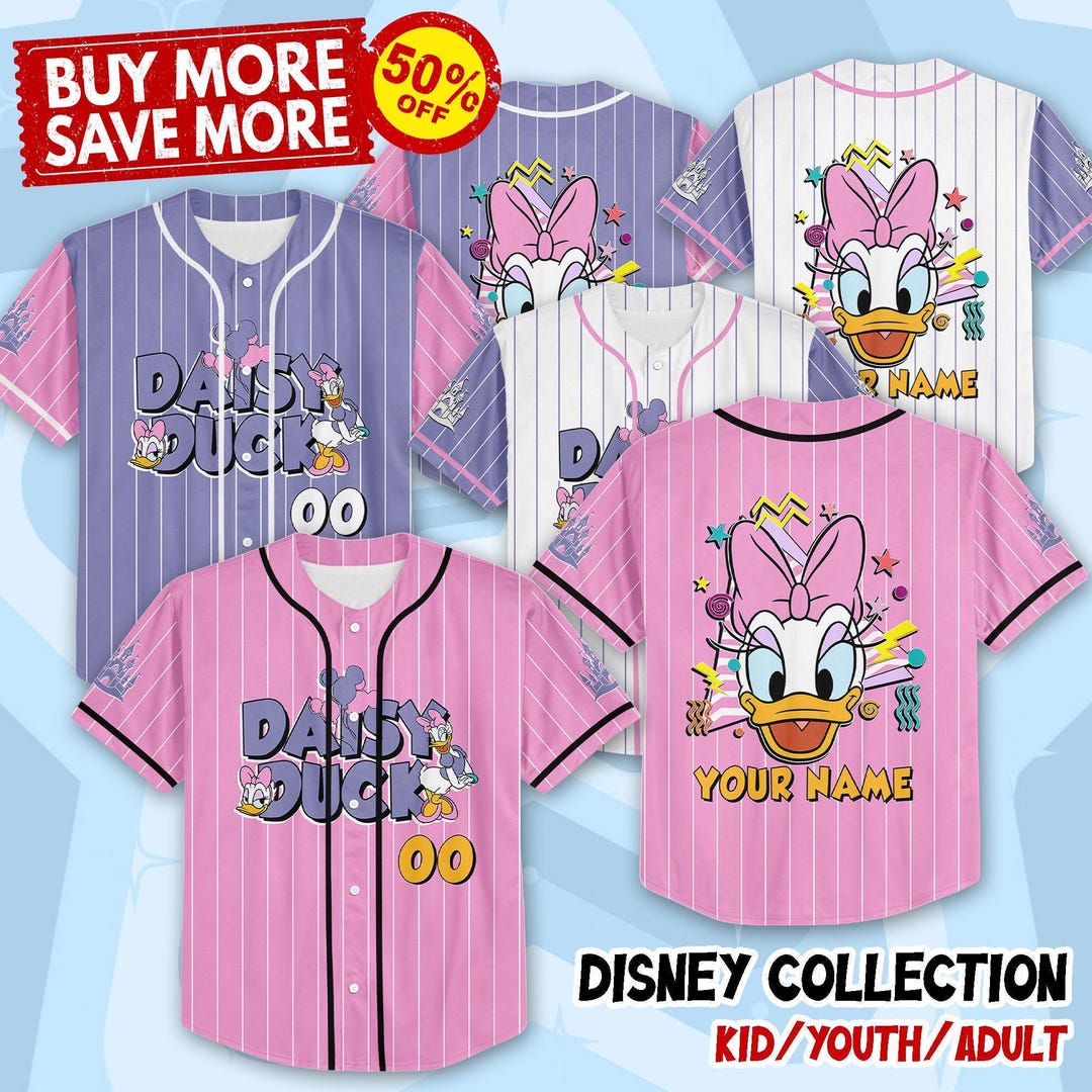 Custom Daisy Duck Collection Baseball Jersey, Disney Daisy Baseball ...
