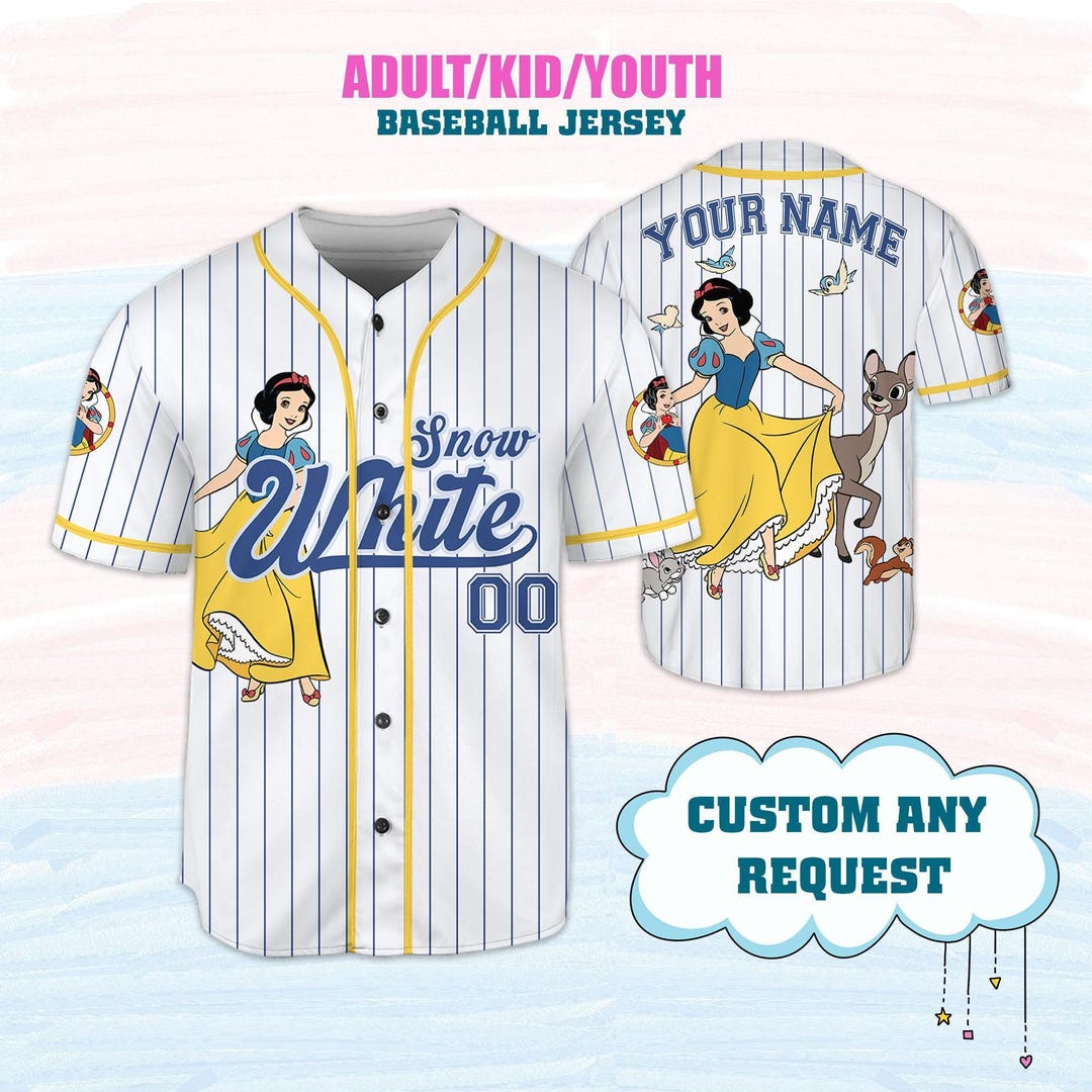 Custom Snow White Baseball Jersey, Disney Princess Baseball Jersey ...
