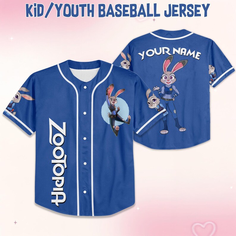 Custom Disney Zootopia Judy Baseball Jersey, Custom Kid Youth Adult ...