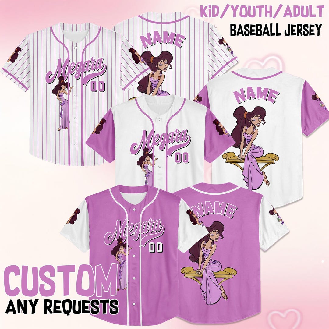Custom Hercules Meg Baseball Jersey, Disney Hercules Character Baseball ...