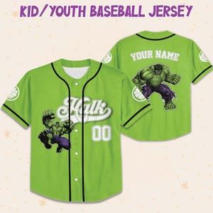 Custom Marvel Hulk Collection Baseball Jersey, Hulk Superhero Kids ...