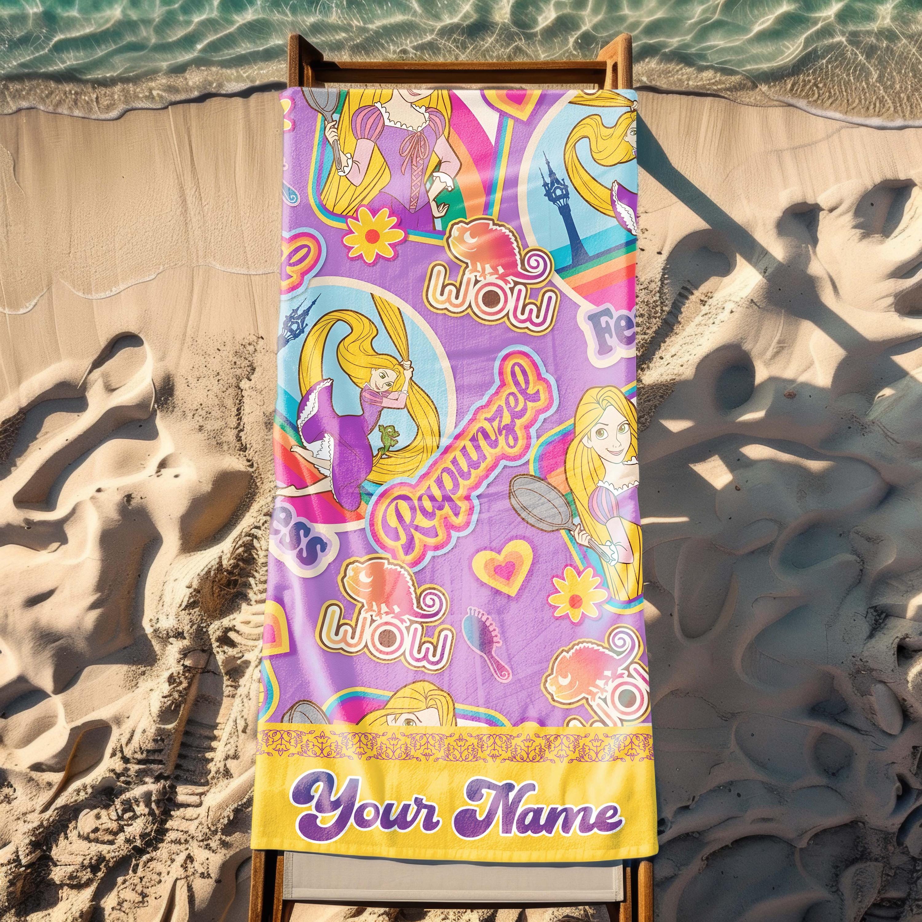 Custom Tangled Rapunzel Cute Pattern Disney Beach Towel, Ocean Vibes ...