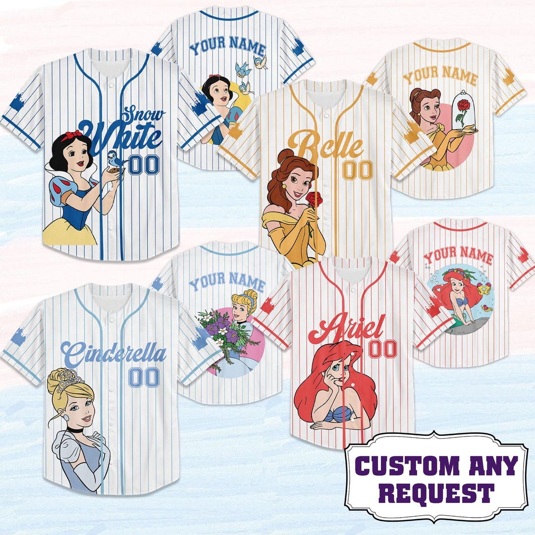 Custom Disney Princesses Collection, Custom Name Disney Game Day Kid ...