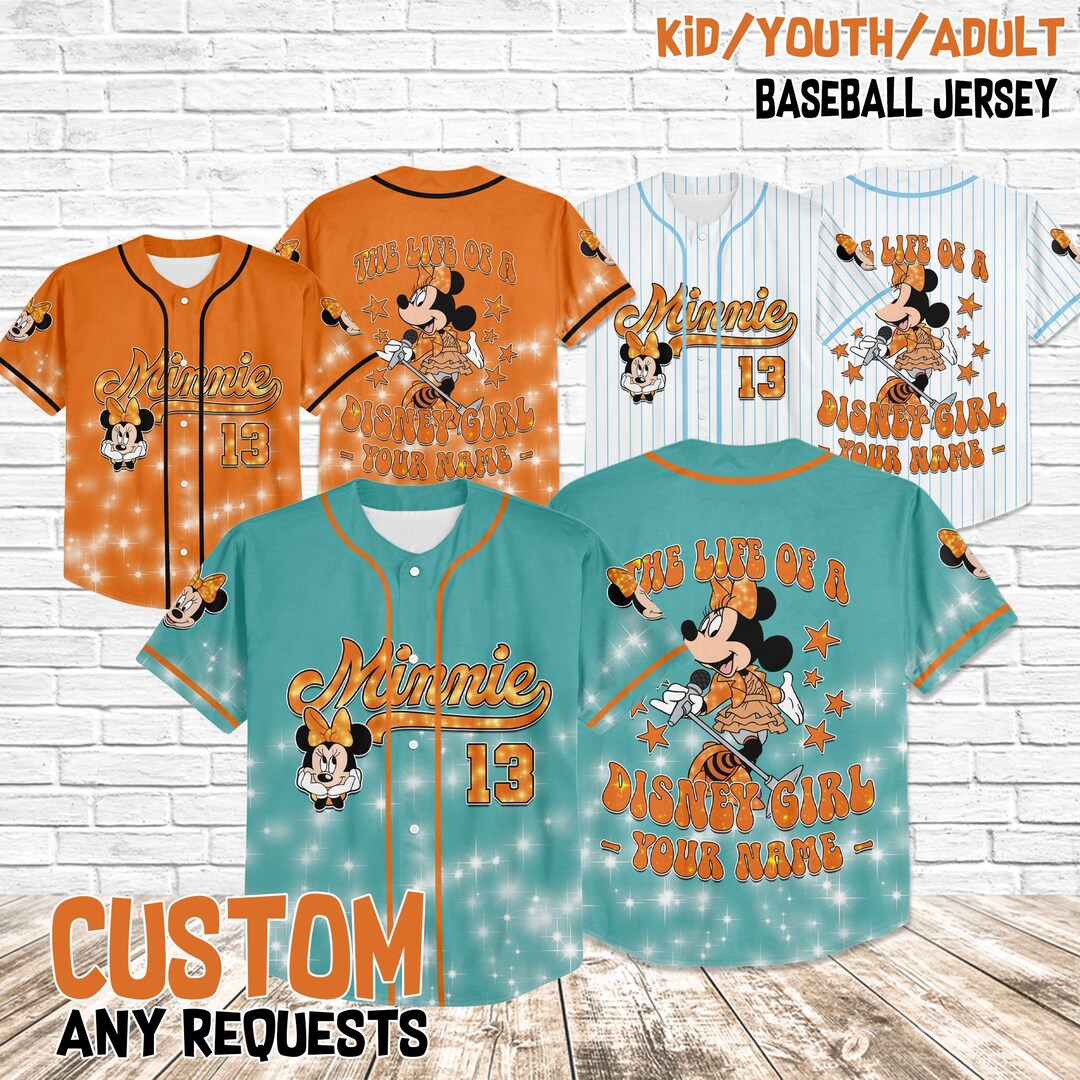 Custom Minnie Mouse Disney the Life of A Girl Life Cyan Baseball Jersey ...