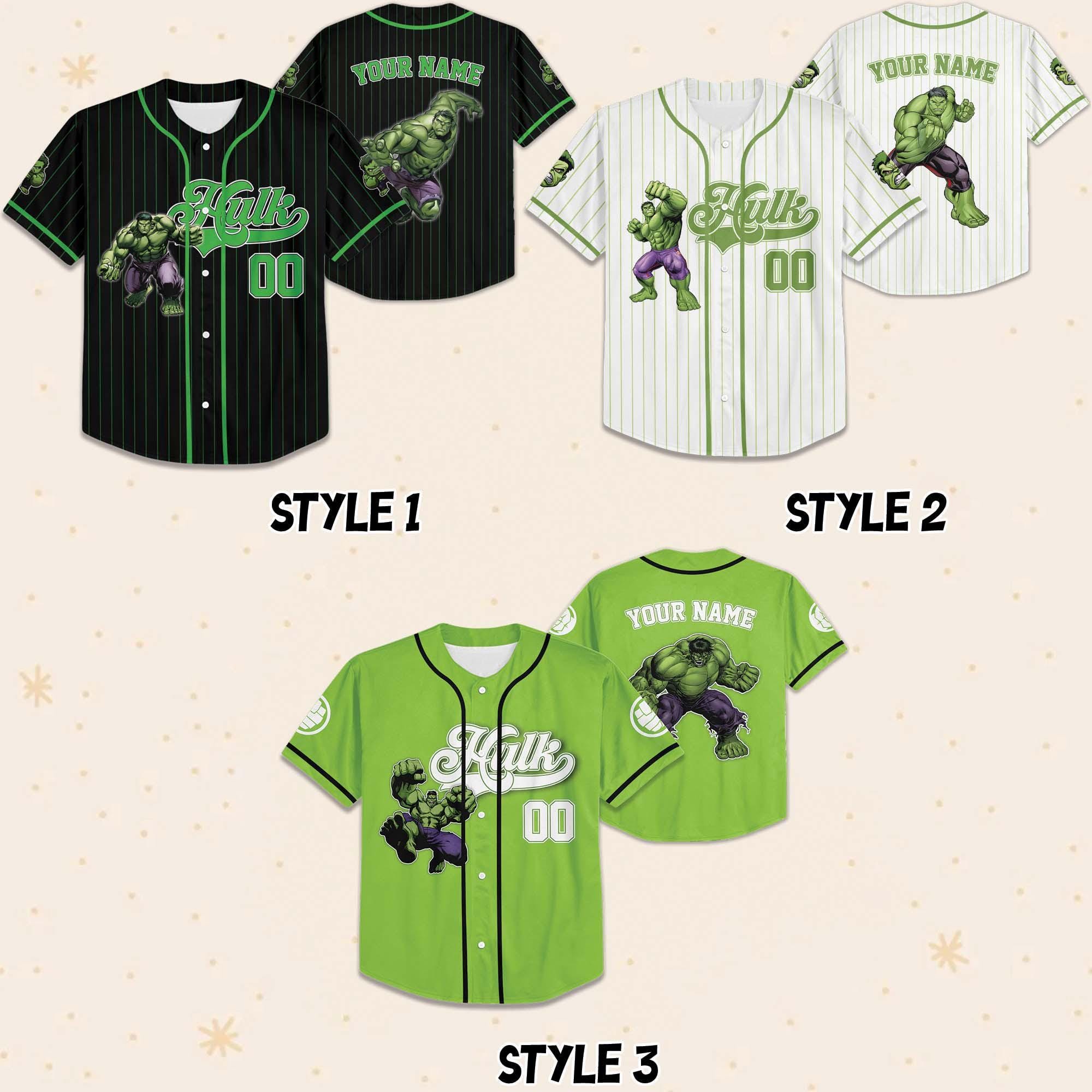 Custom Marvel Hulk Collection Baseball Jersey, Hulk Superhero Kids ...