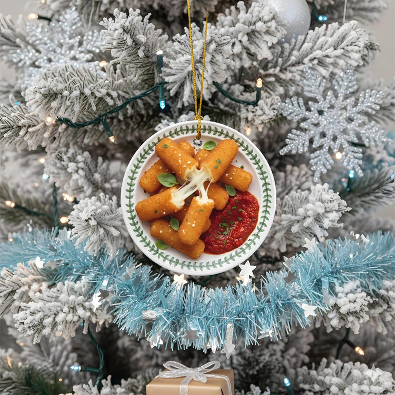 Mozzarella Stick Christmas 2D Flat Ornament, Funny Italian Food Decor ...