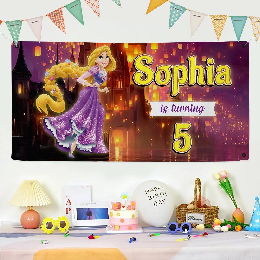 Custom Disney Tangled Rapunzel Princess Birthday Backdrop, Tangled ...