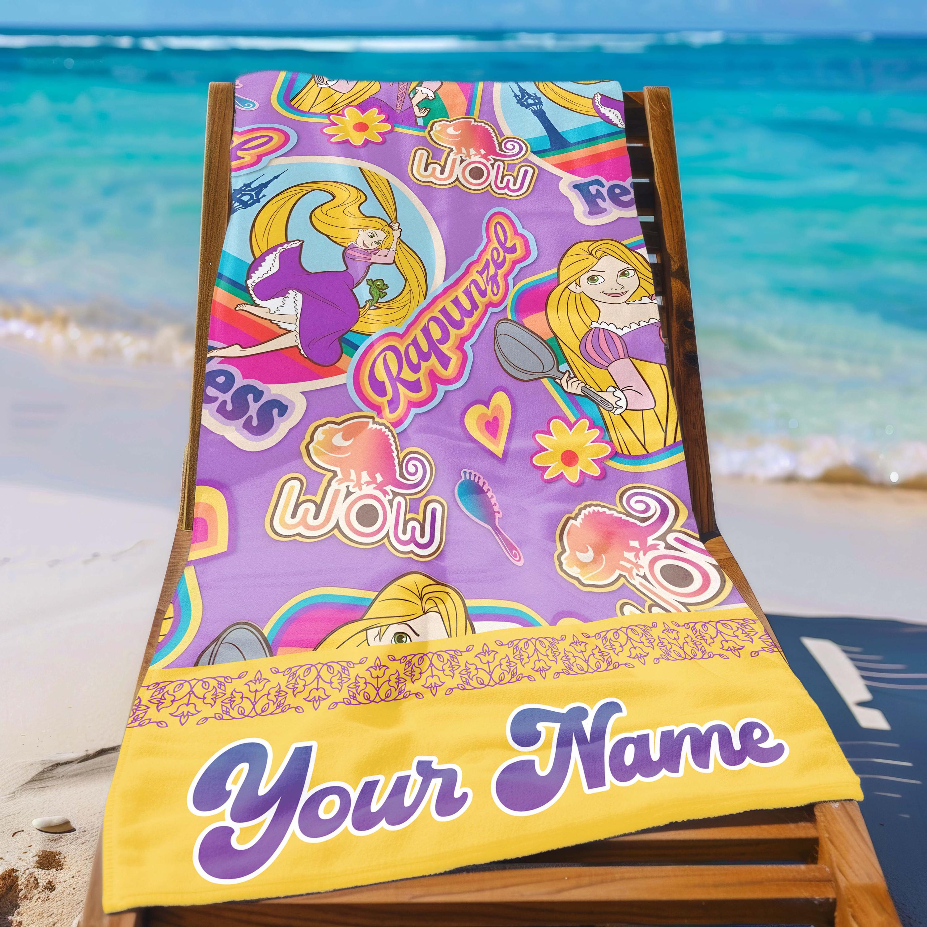 Custom Tangled Rapunzel Cute Pattern Disney Beach Towel, Ocean Vibes ...