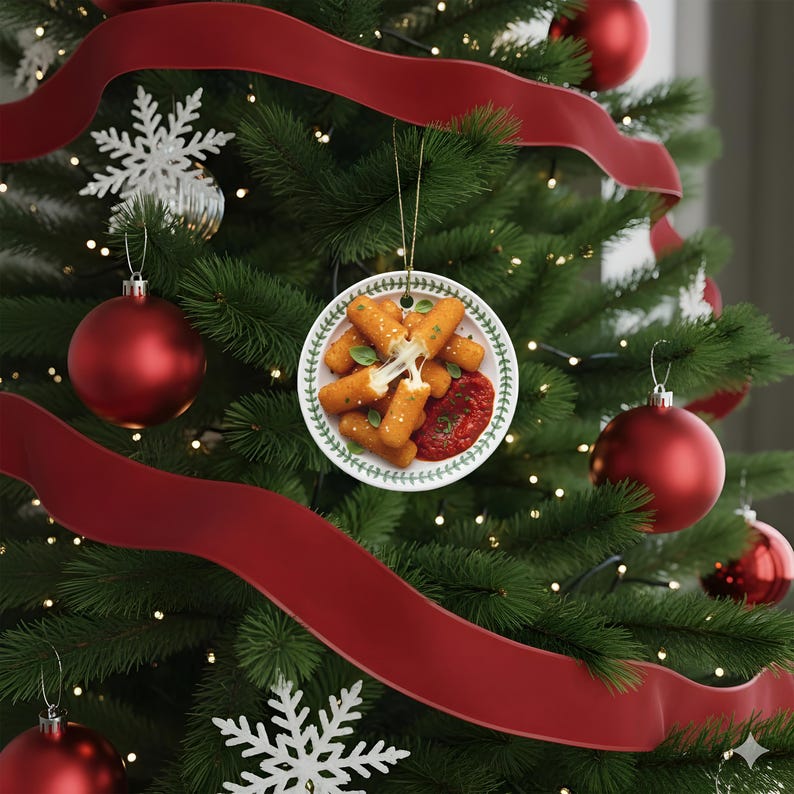 Mozzarella Stick Christmas 2D Flat Ornament, Funny Italian Food Decor ...
