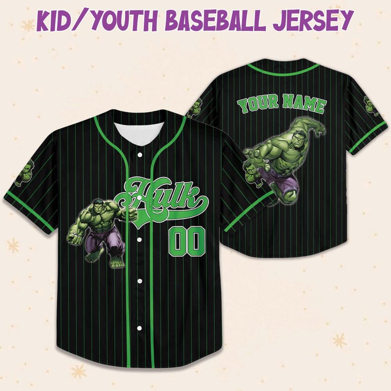 Custom Marvel Hulk Collection Baseball Jersey, Hulk Superhero Kids ...