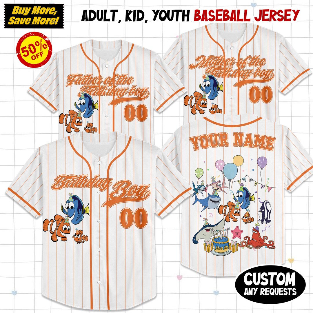 Personalized Pixar Finding Nemo Birthday Baseball Jerswey, Custom ...