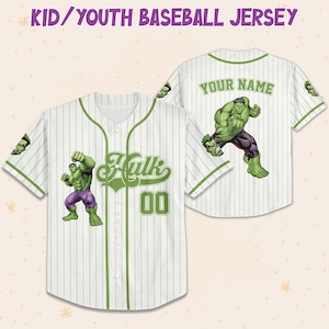 Custom Marvel Hulk Collection Baseball Jersey, Hulk Superhero Kids ...