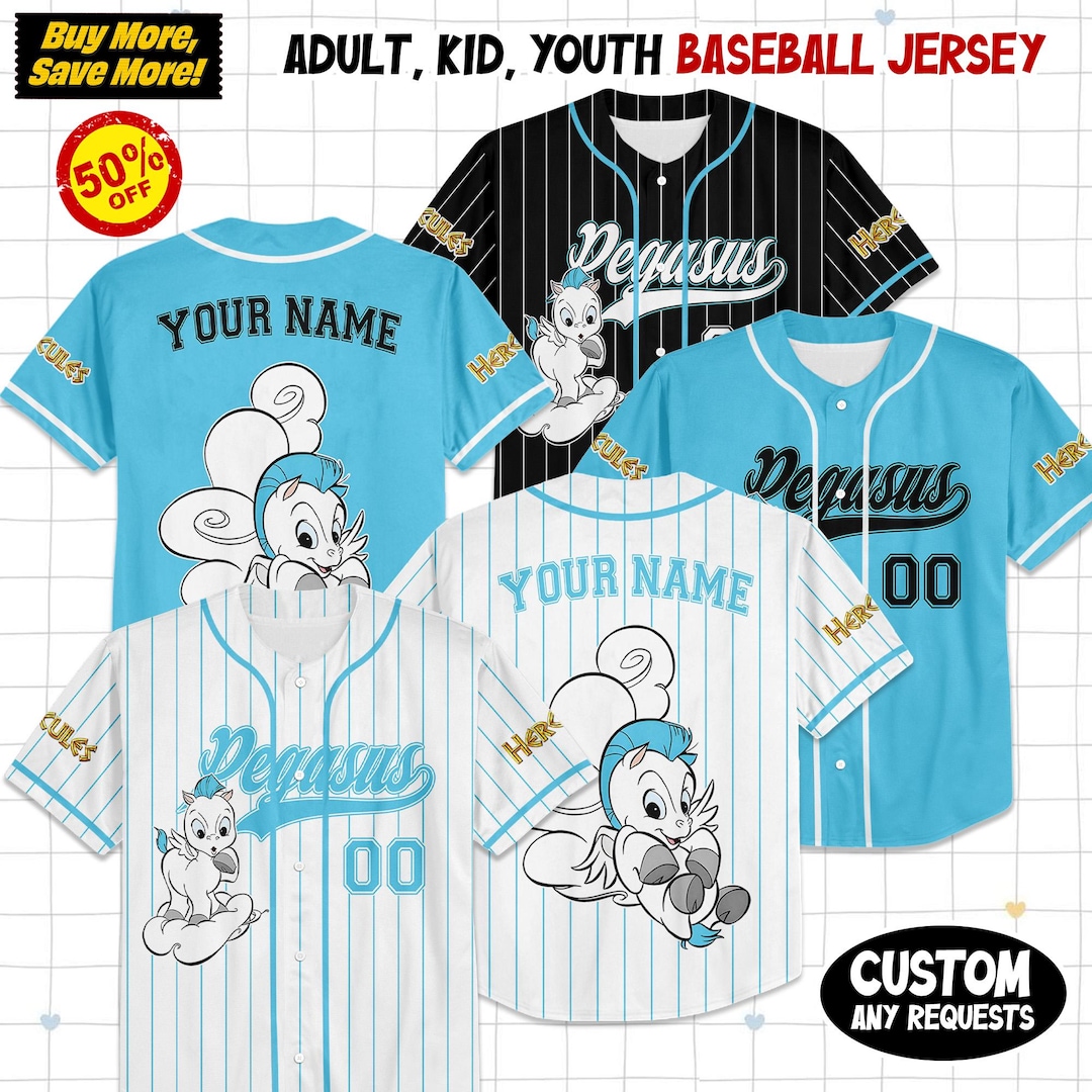 Custom Hercules Pegasus Collection Baseball Jersey, Baby Pegasus ...