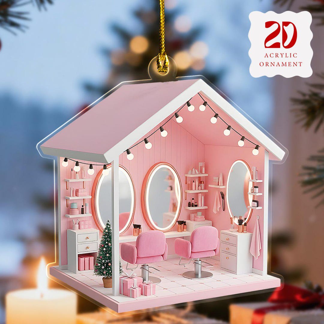 Hair Salon Ornament Gift for Her, Hair Salon 2D Flat Acrylic ...
