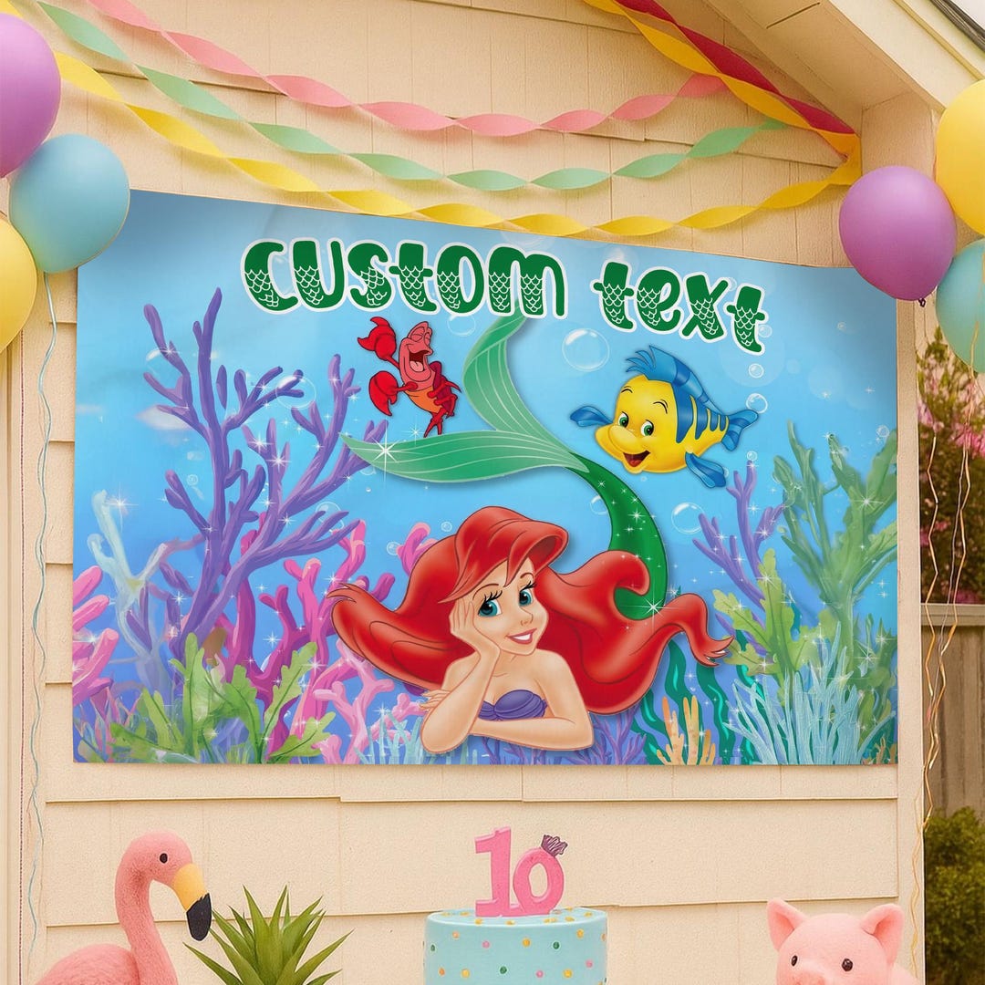 Custom Disney the Little Mermaid Ariel Birthday Banner, Princess ...