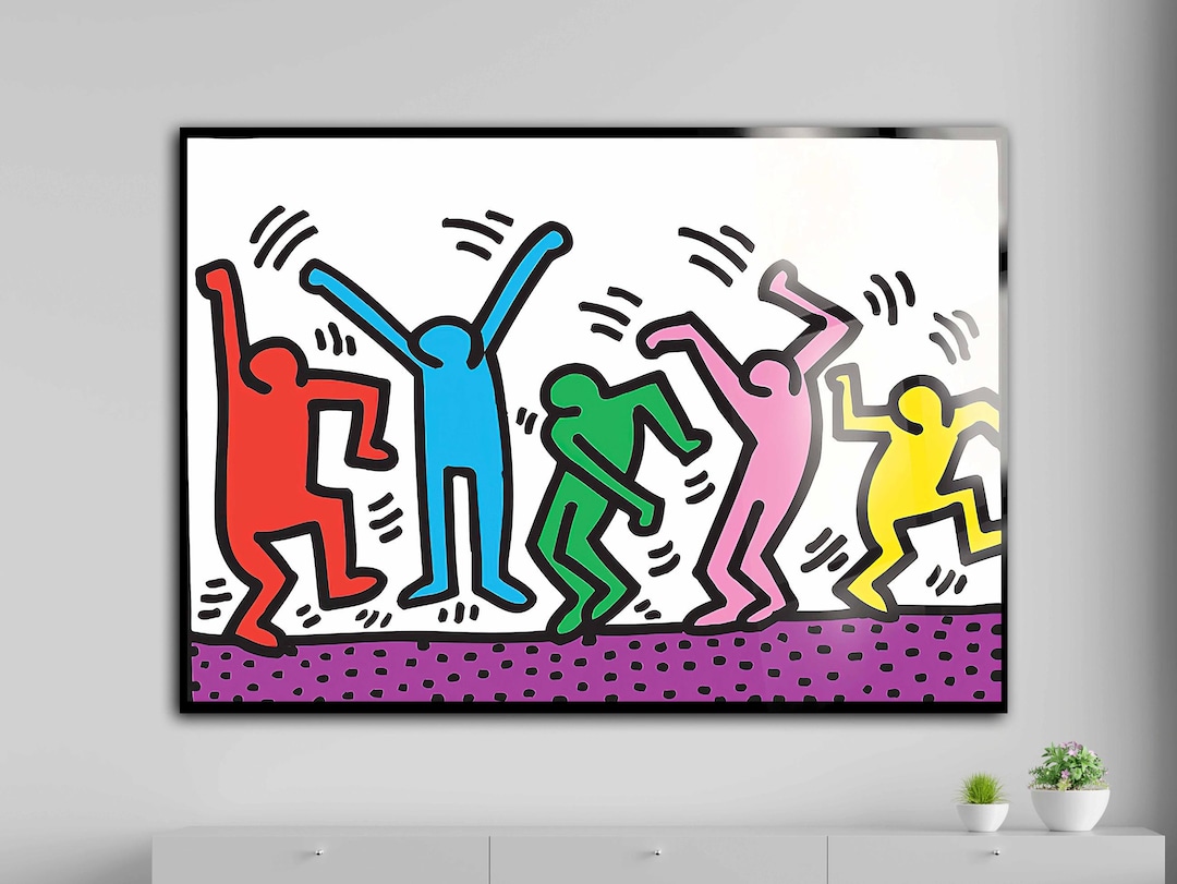 Keith Haring Glass Wall Art,keith Haring Dancing Print,glass Wall Decor ...