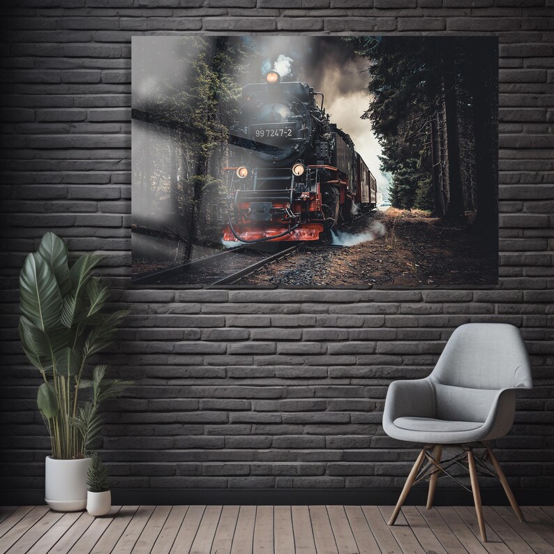 Vintage Steam Train Glass Wall Art: Railway Photography Decor - Etsy