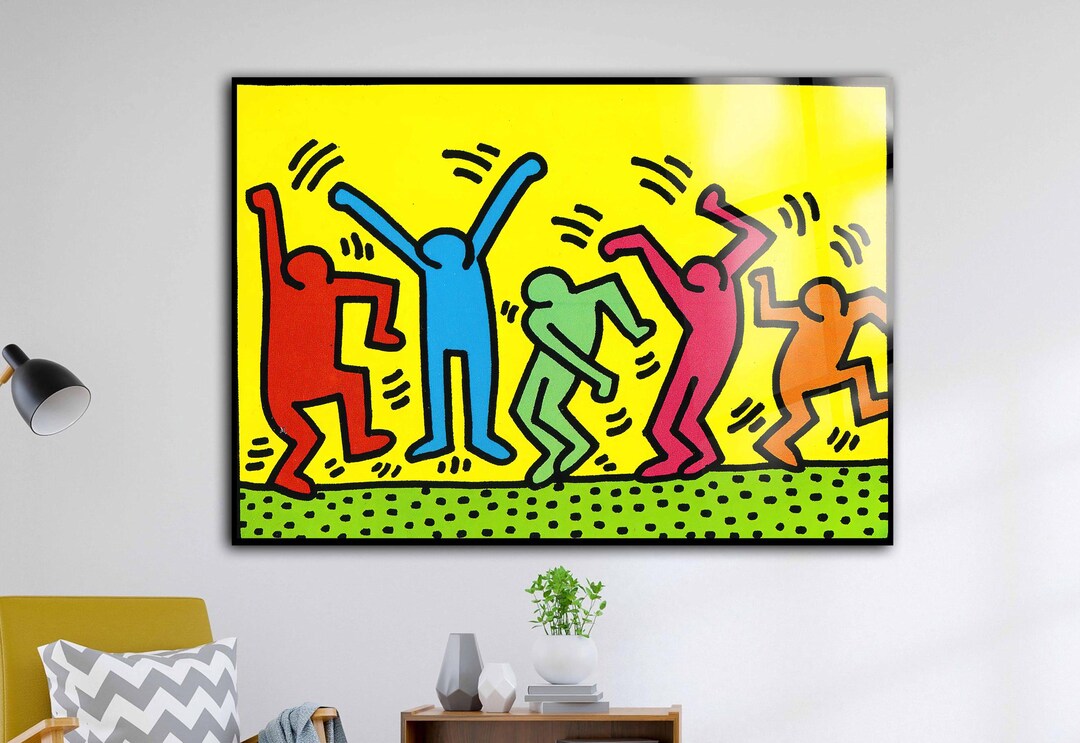 Tempered Glass Wall Decor,keith Haring Glass Wall Art,keith Haring ...