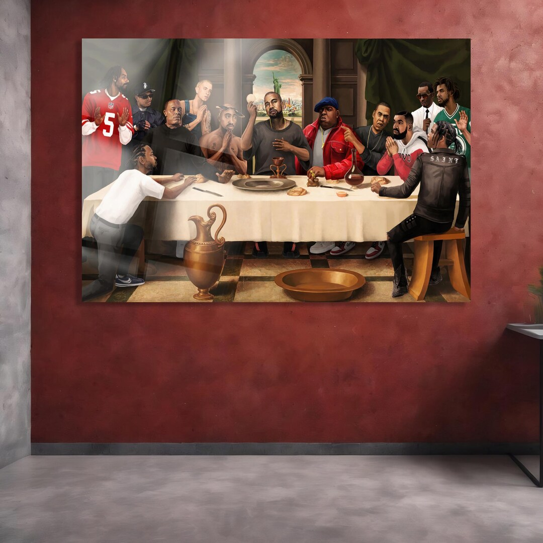 Hip Hop Last Supper Art, Urban Style Glass Wall Art, Rap Culture Modern ...