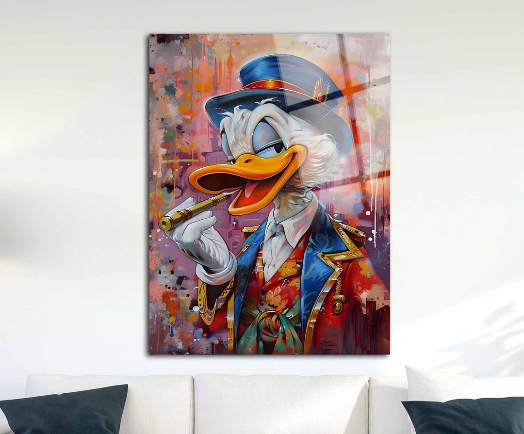 Donald Duck Canvas Painting, Funny Donald Duck Graffiti Glass Wall ...