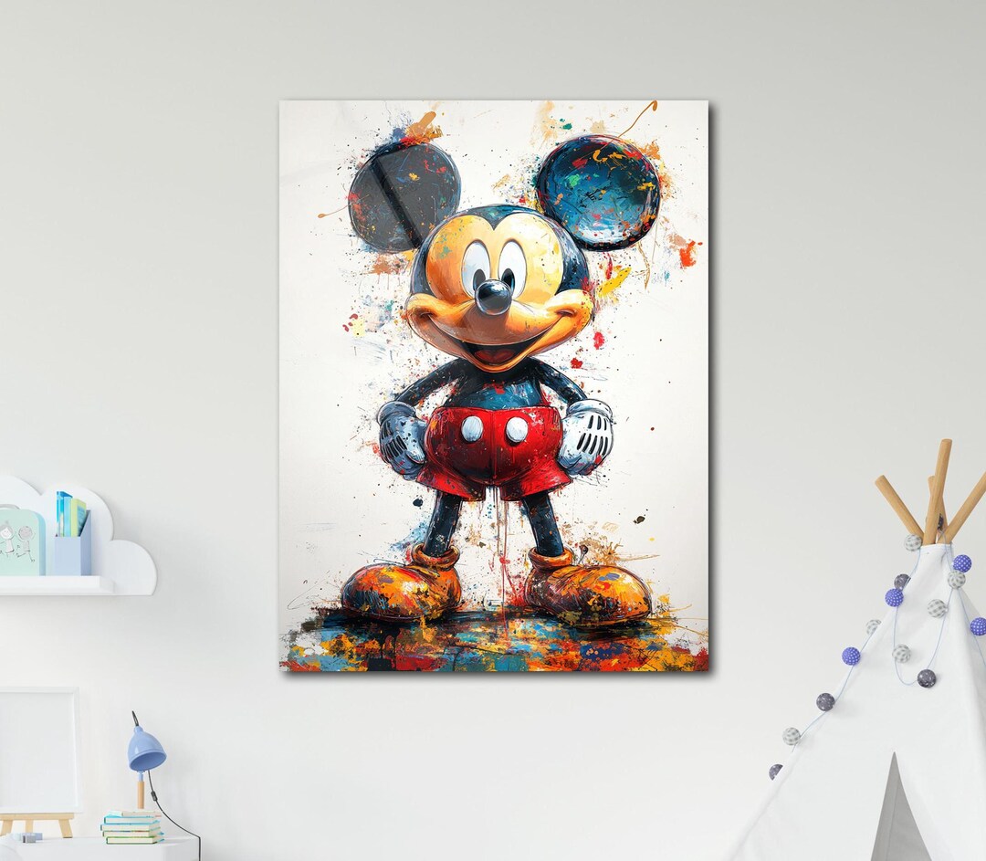 Mickey Mouse, Tempered Glass, Mickey Mouse Glass Art, Mickey Mouse Wall ...