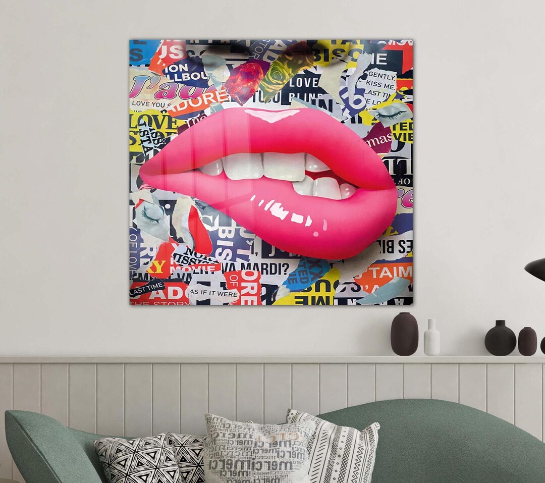 Lips Graffiti Pop Art, Women’s Lips Print, Tempered Glass, Graffiti ...