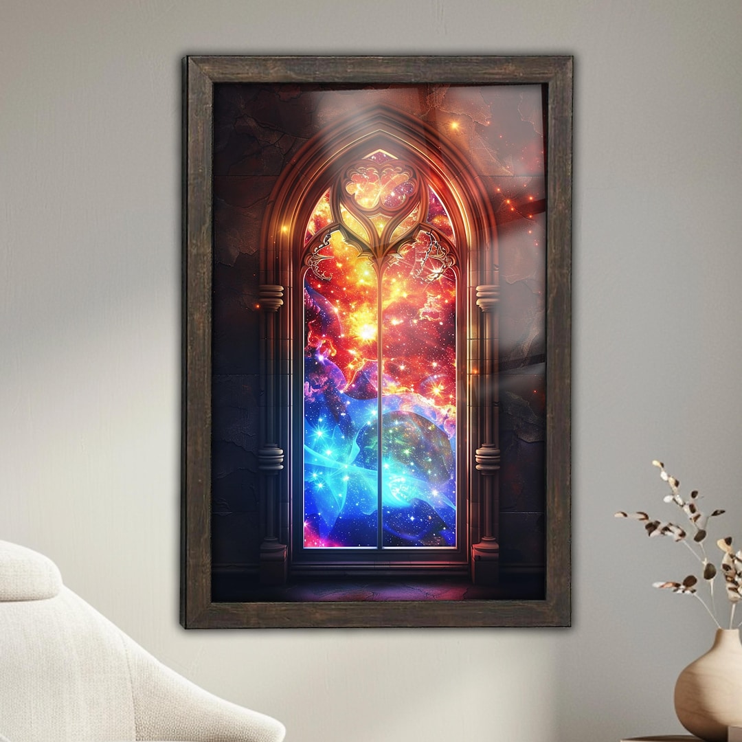 Cosmic Stained Glass Window Wall Art, Vibrant Galaxy Tempered Glass ...