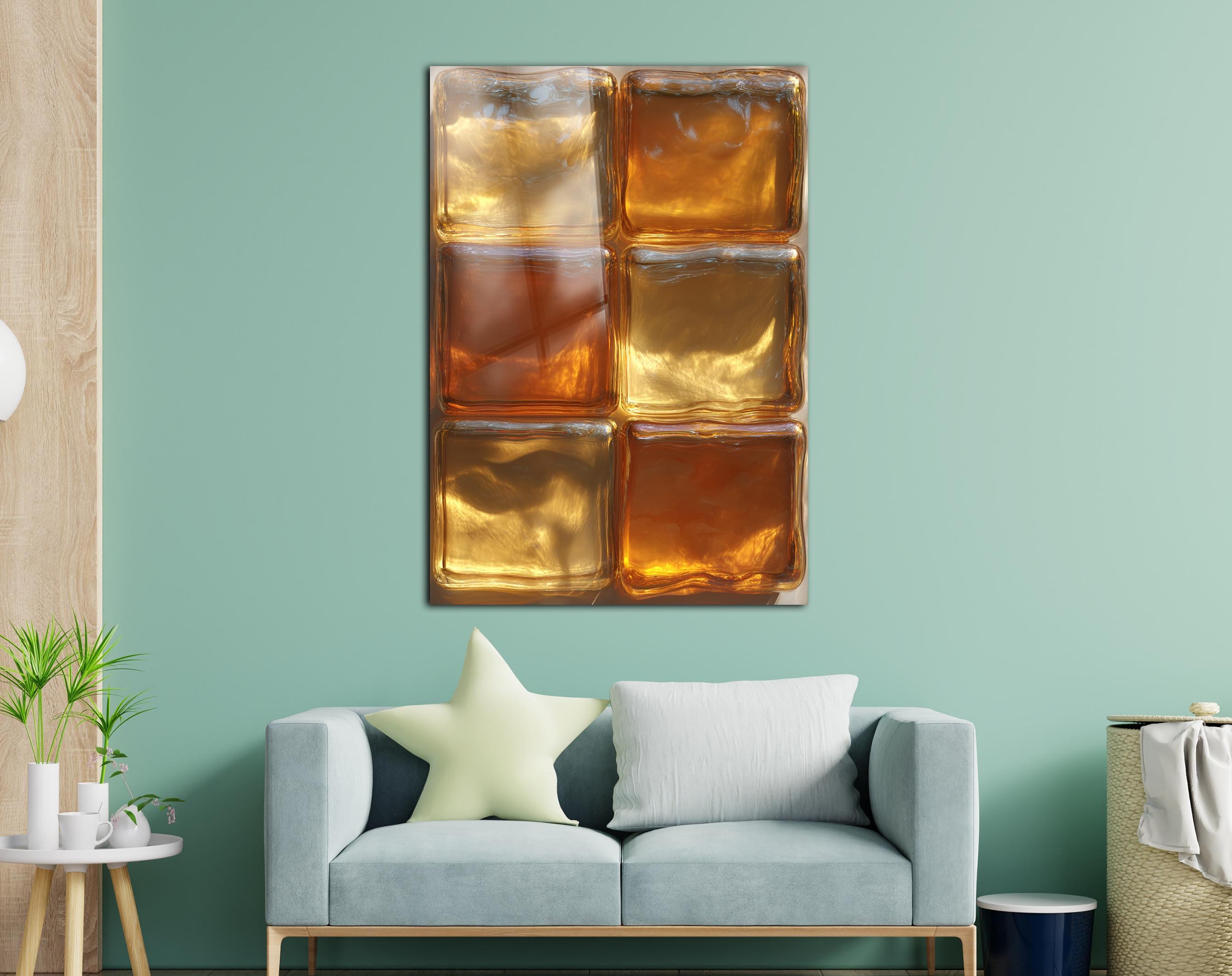Gold Amber Glass Block Wall Art: Modern Industrial Decor - Etsy