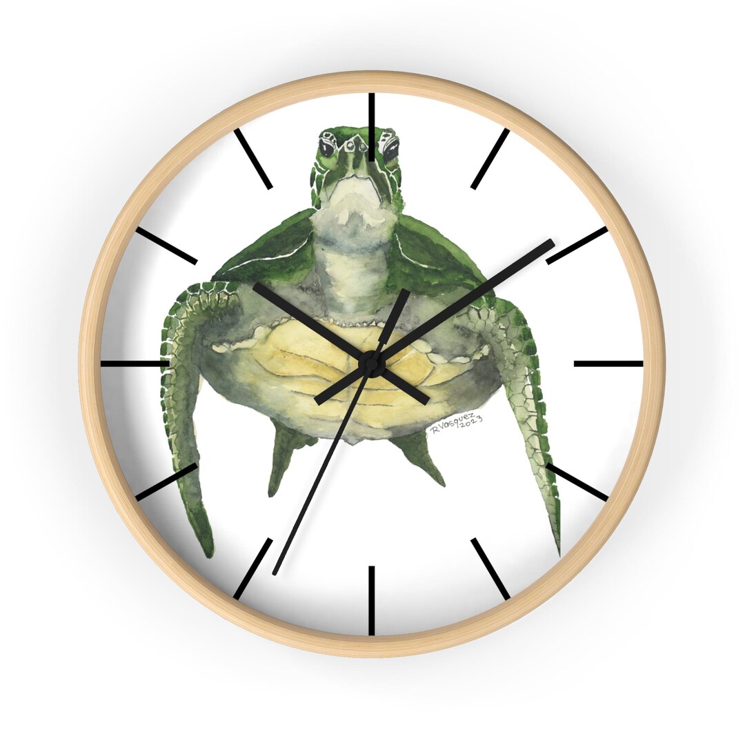 Green Sea Turtle Wall Clock, Marine Life Ocean Life Decor, Sea Themed ...