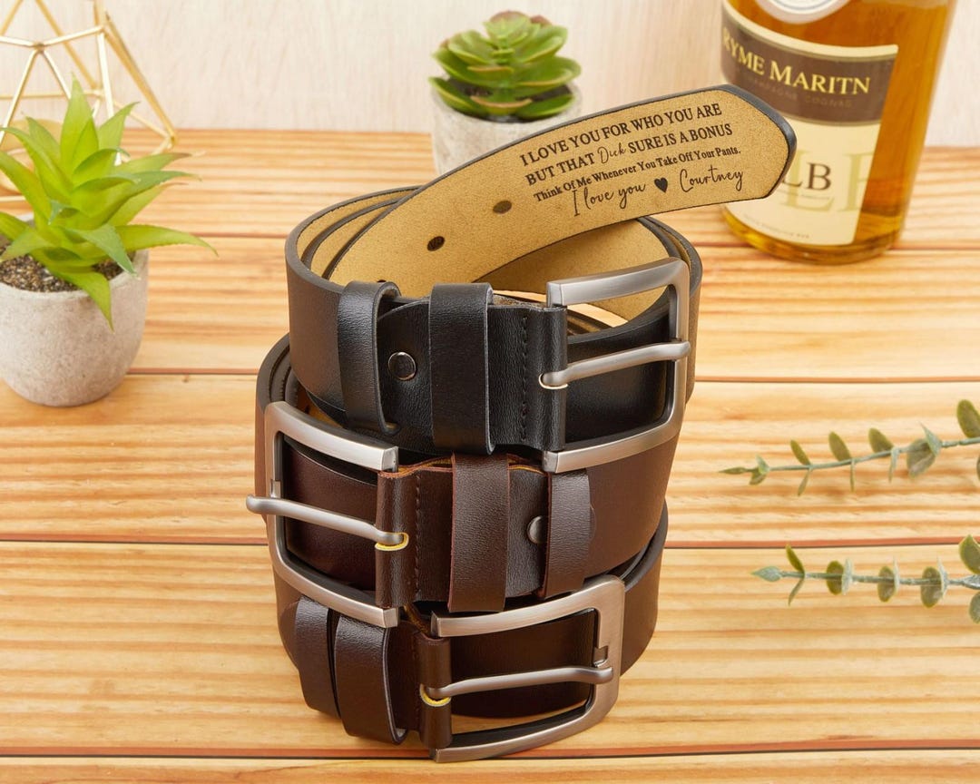 Custom Engrave Text Belt for Him,personalized Men Cowhide Belt,unique ...