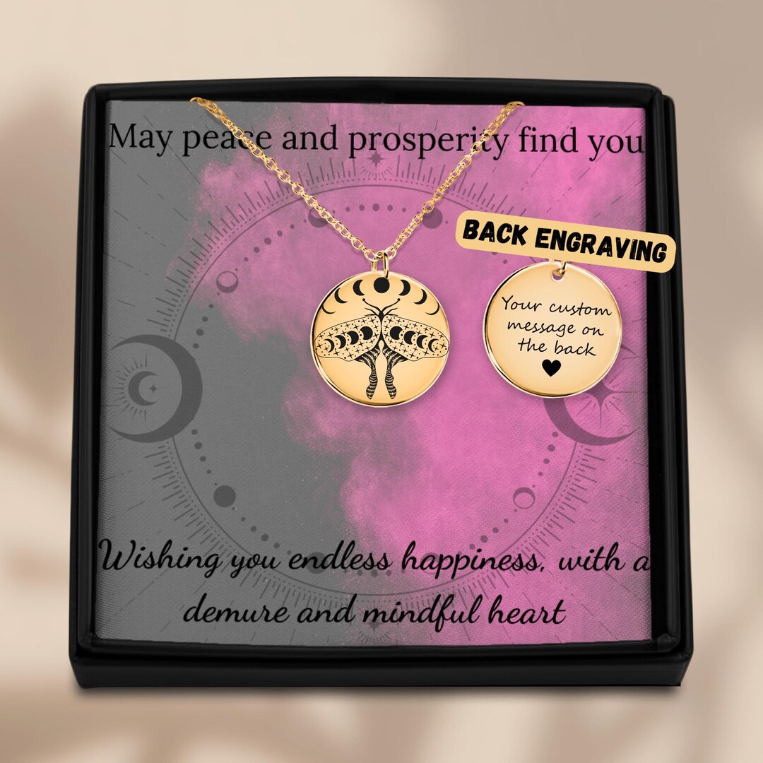 Moth and Lunar Cycle Necklace, Symbol of Transformation and Peace With ...