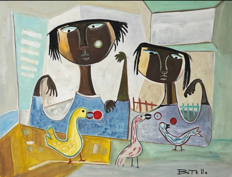 Angel Botello - Oil on Canvas, Signed, Artwork. - Etsy