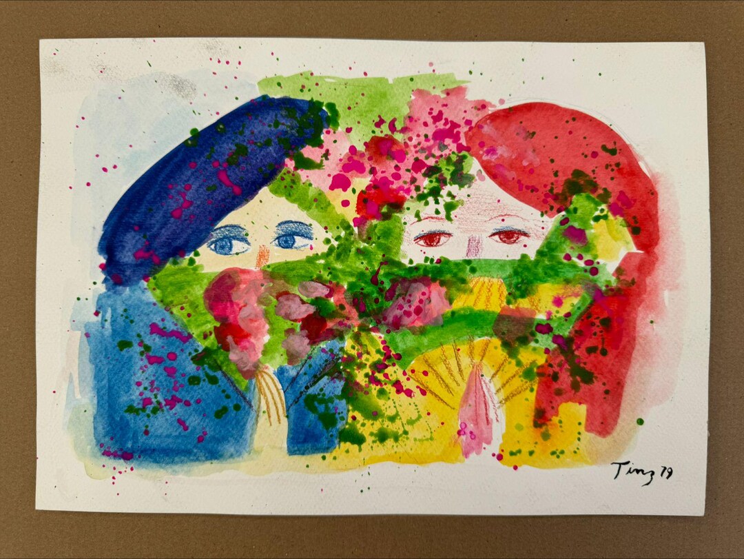 Walasse Ting Drawing on Cardboard, Signed, Artwork - Etsy