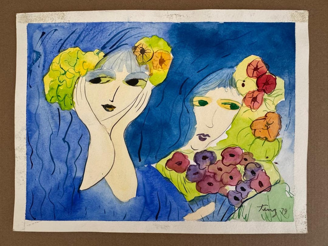 Walasse Ting- Drawing on Cardboard, Signed, Artwork - Etsy