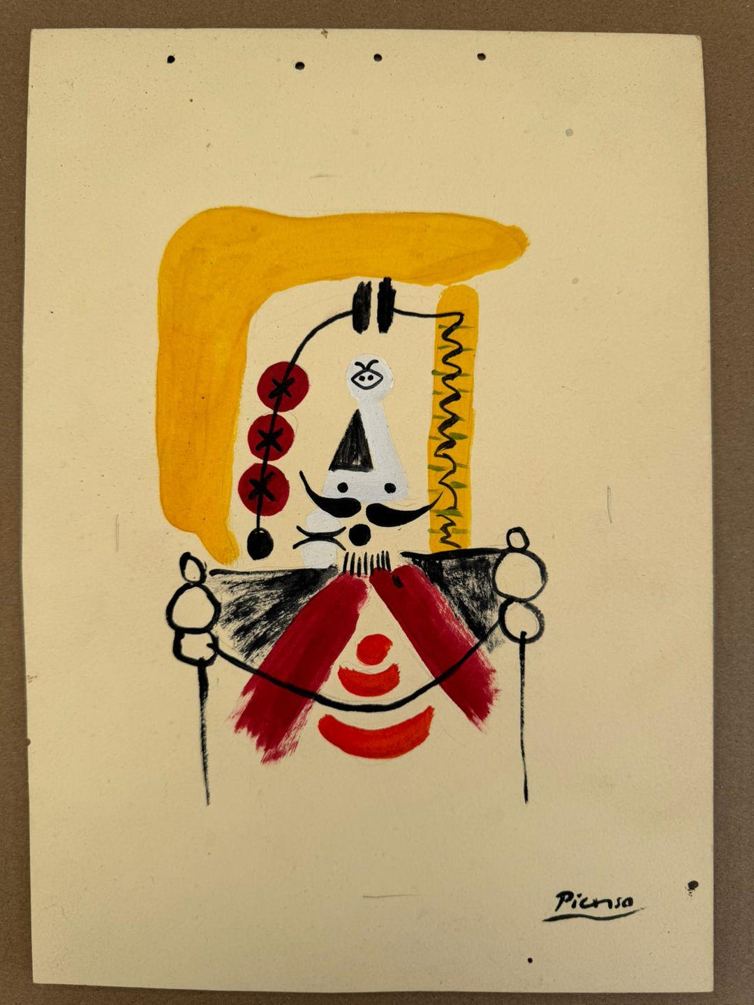 Pablo Picasso - Drawing on Cardboard, Signed, Artwork - Etsy