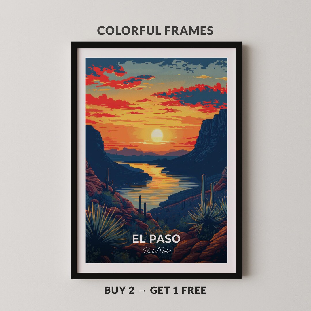 El Paso Travel Poster Franklin Mountains State Park Wall Art Print ...
