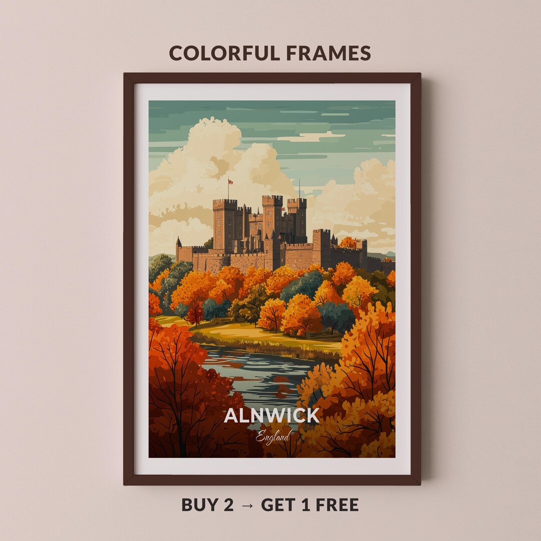 Alnwick Travel Poster Alnwick Castle Wall Art Print England Poster City ...