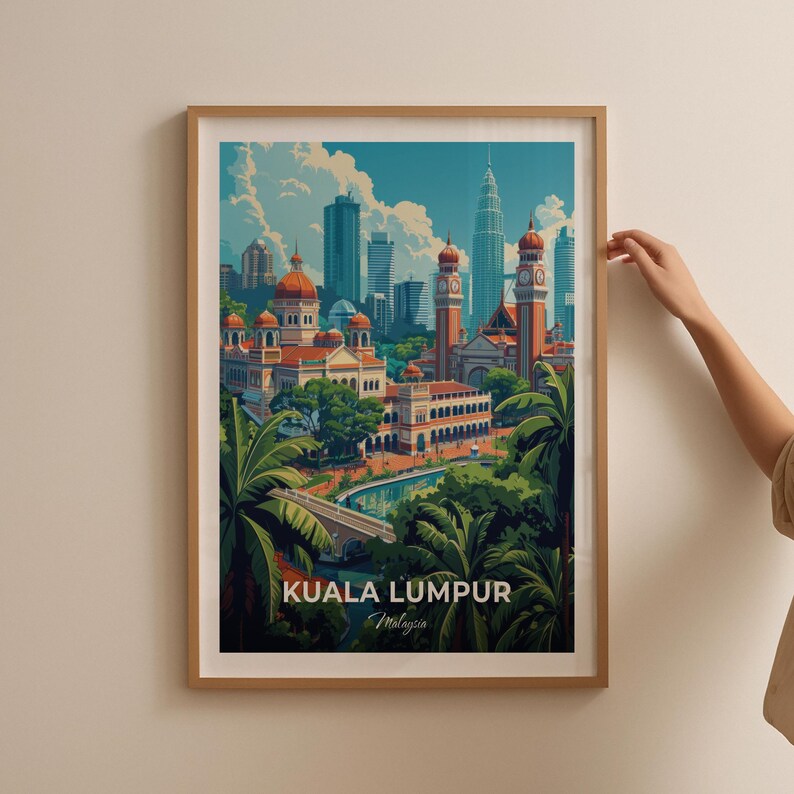 Kuala Lumpur Travel Poster Merdeka Square Wall Art Print Malaysia ...