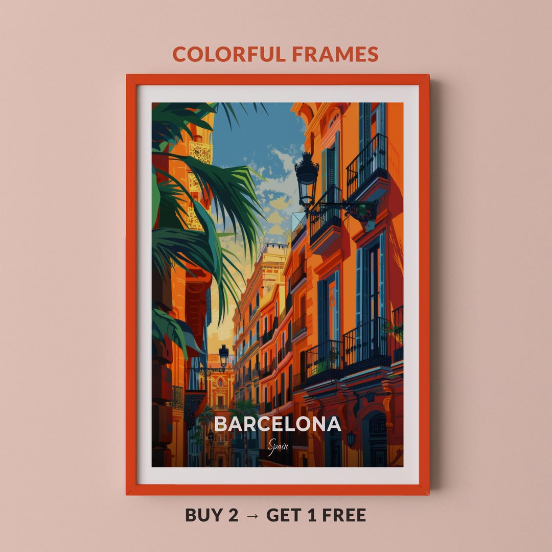Barcelona Travel Poster Picasso Museum Wall Art Print Spain Poster City ...
