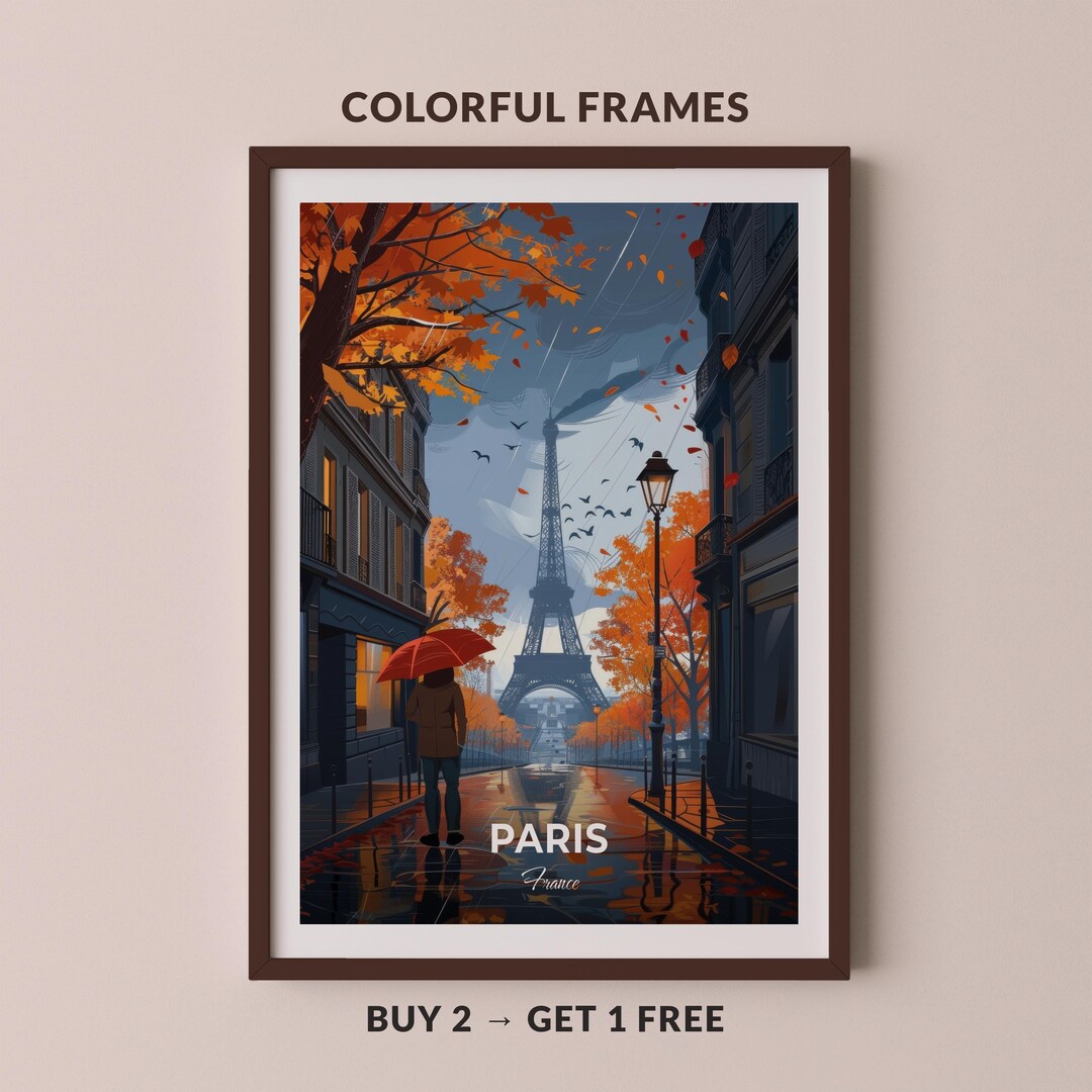 Paris Travel Poster Eiffel Tower Wall Art Print France Poster City ...