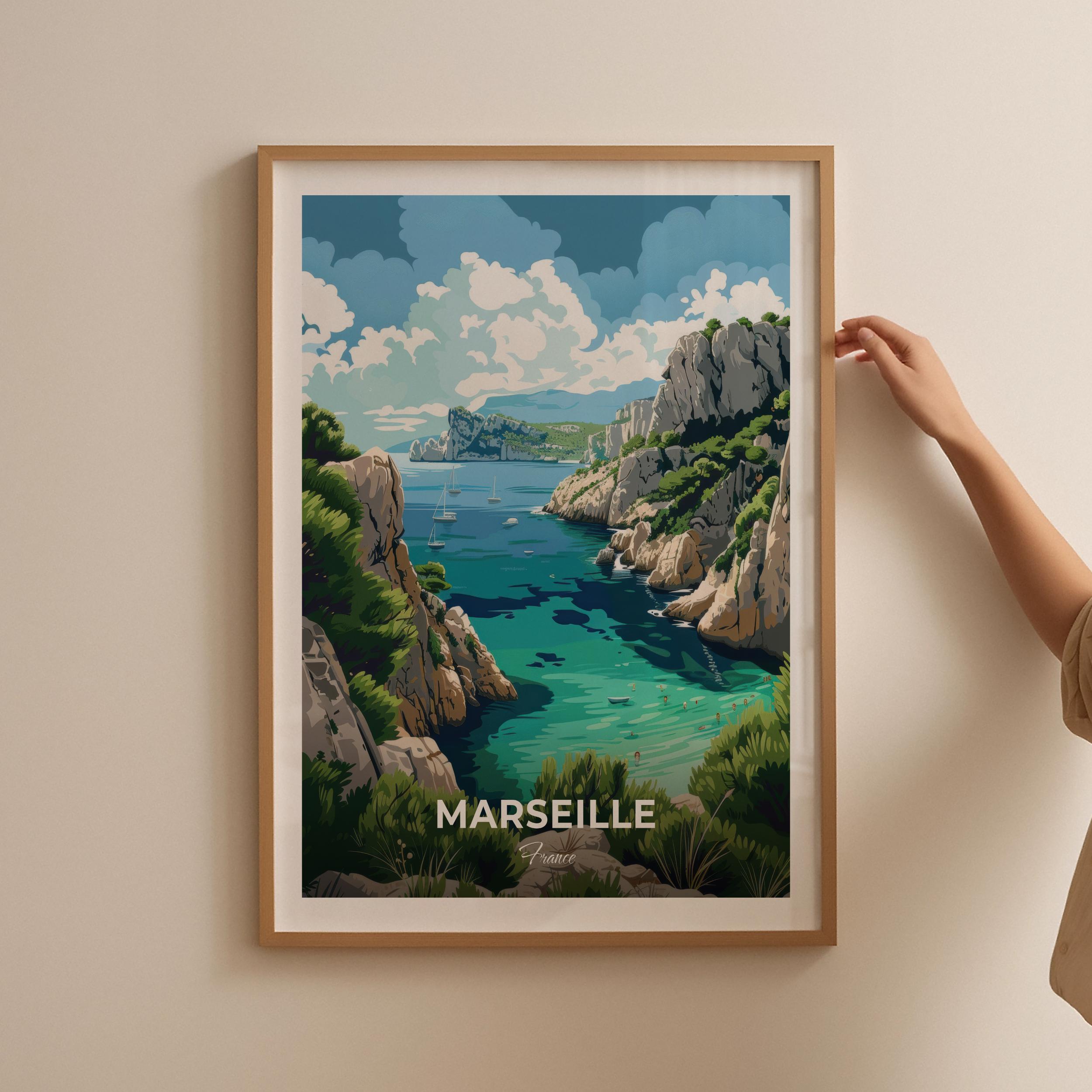 Marseille Travel Poster Calanques National Park Wall Art Print France ...