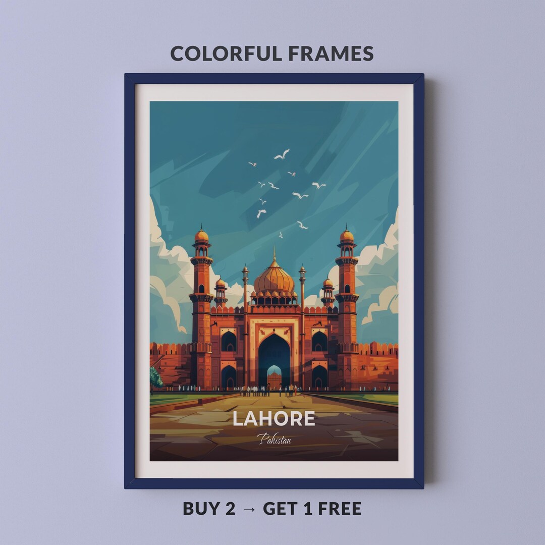 Lahore Travel Poster Lahore Fort Wall Art Print Pakistan Poster City ...