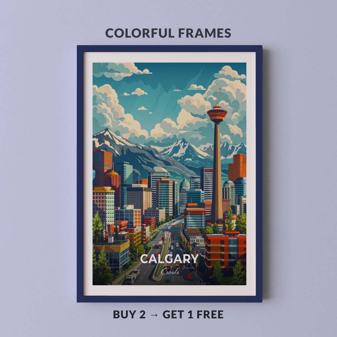 Calgary Travel Poster Calgary Tower Wall Art Print Canada Poster City ...