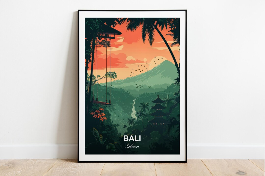 Bali Travel Poster, Bali Swing, City Print, Cityscape Artwork, Birthday ...