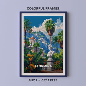 Taormina Travel Poster Public Garden of Taormina Wall Art Print Italy ...