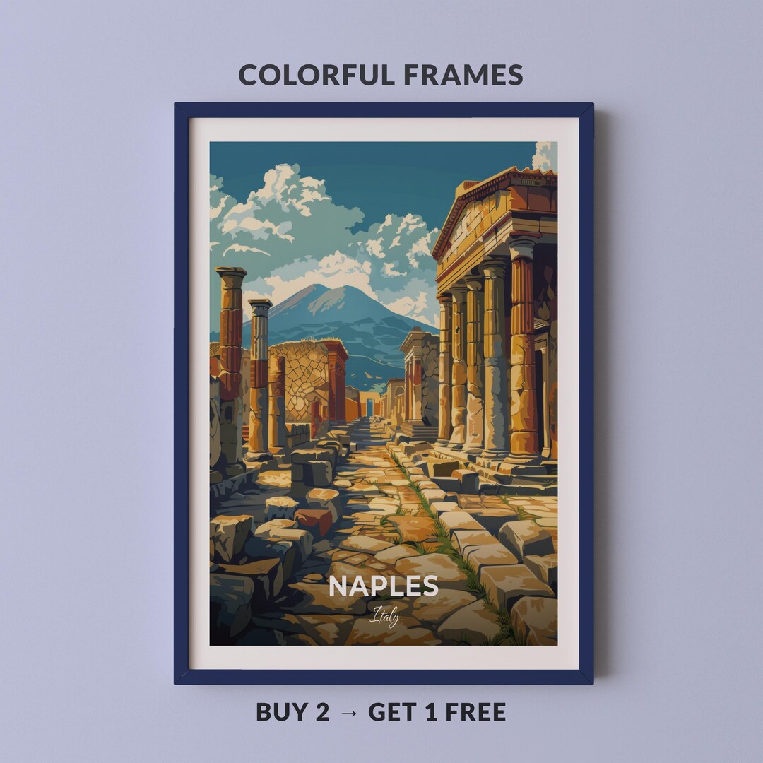 Naples Travel Poster Pompeii Wall Art Print Italy Poster City Print ...