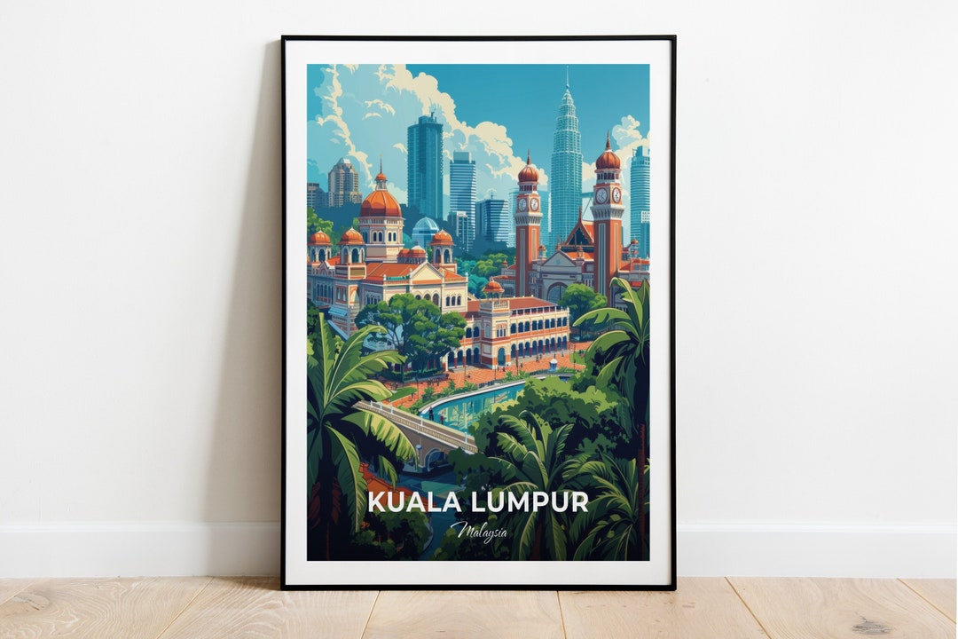 Kuala Lumpur Travel Poster, Merdeka Square, City Print, Cityscape ...