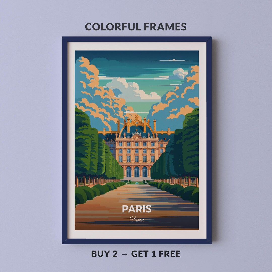 Paris Travel Poster Versailles Palace Wall Art Print France Poster City ...