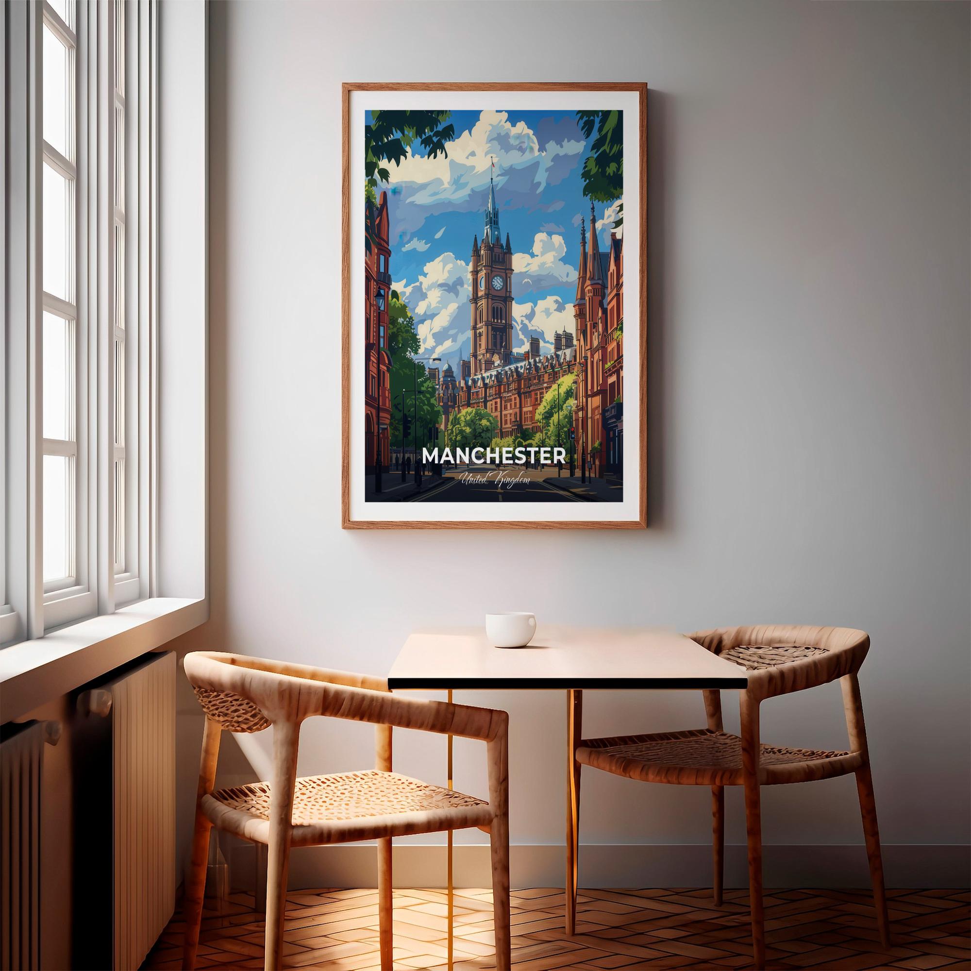 Manchester Travel Poster Manchester Town Hall Wall Art Print United ...